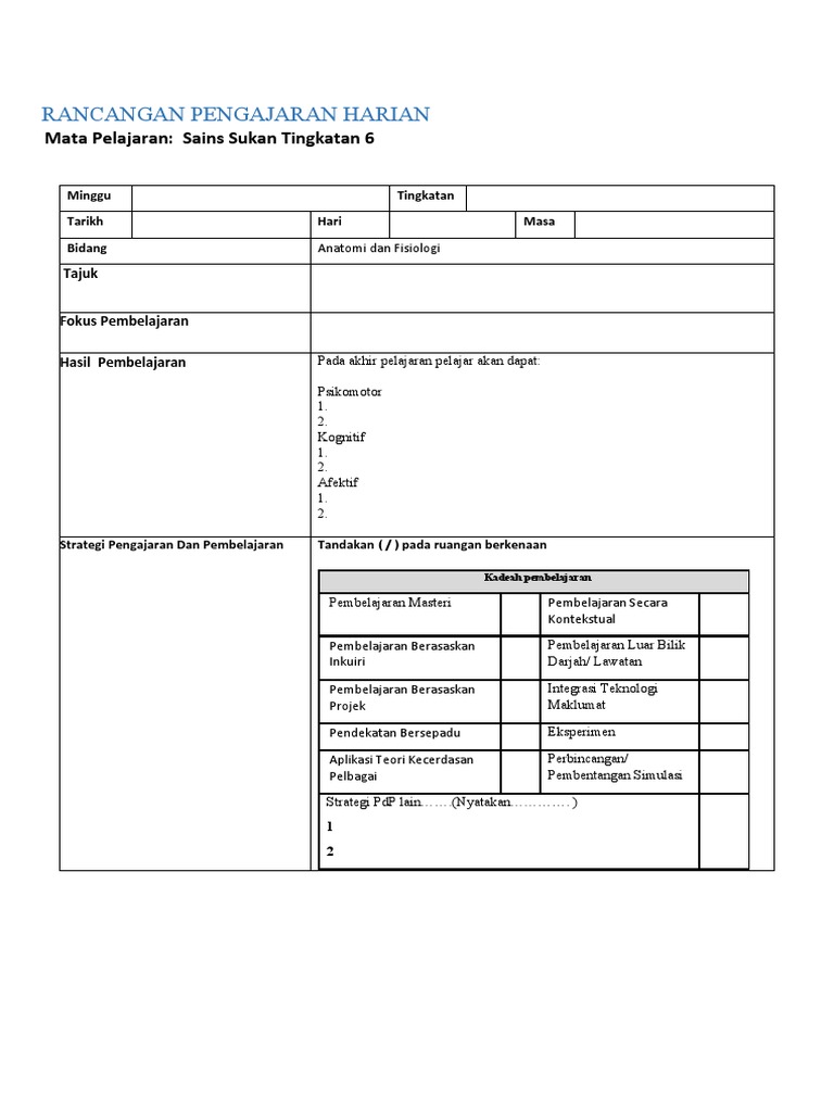 Format RPH SS T6 Update 10 Nov 2022 | PDF