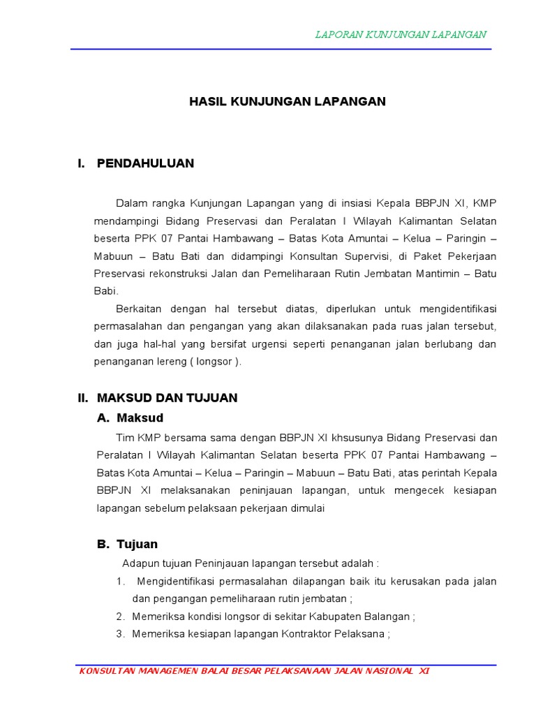 Hasil Kunjungan Lapangan | PDF