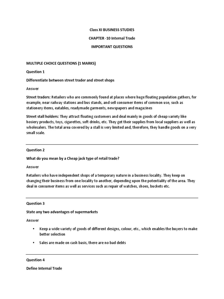 Internal Trade | PDF | Retail | Goods