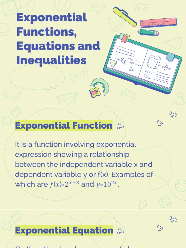 4-Exponential Functions, Equations and Inequalities & Solving | PDF