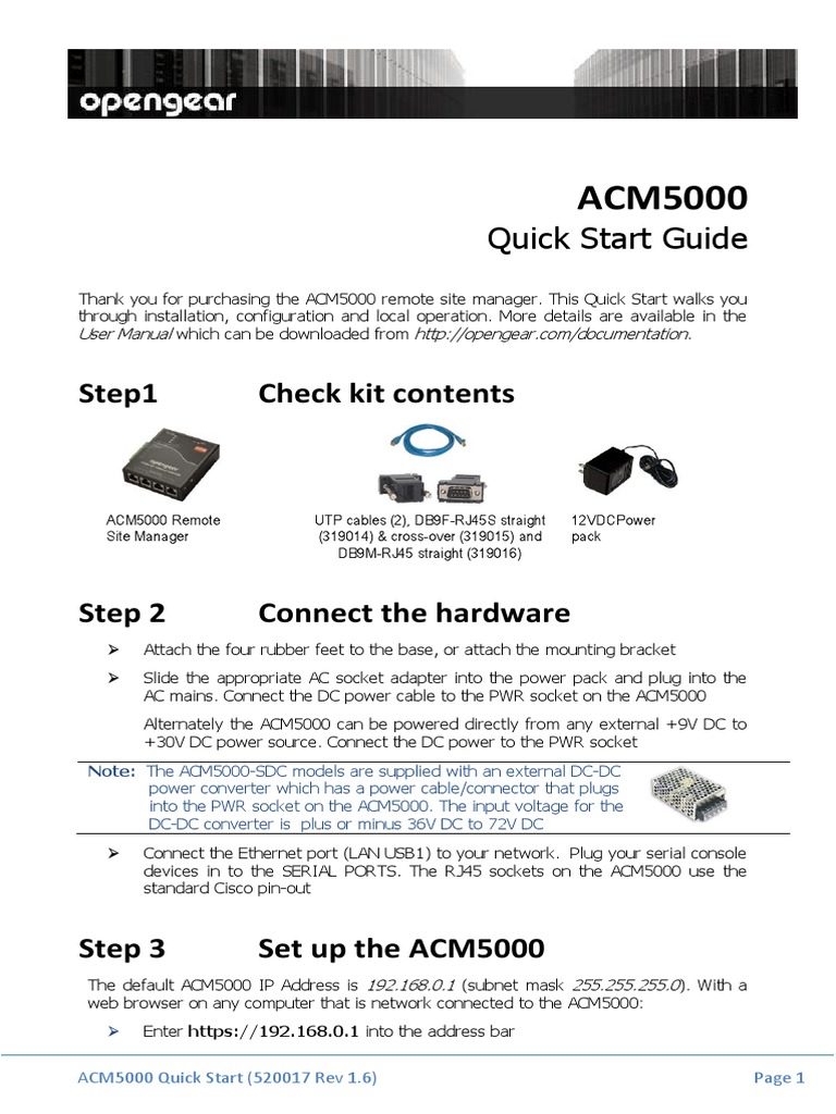 Acm5000 Quick Start | PDF | Port (Computer Networking) | Computer Network
