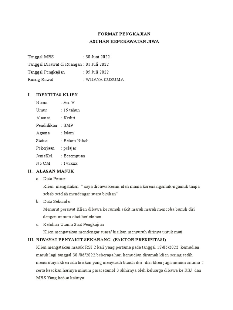 ASKEP JIWA An.V Fixs | PDF | Pengembangan Diri