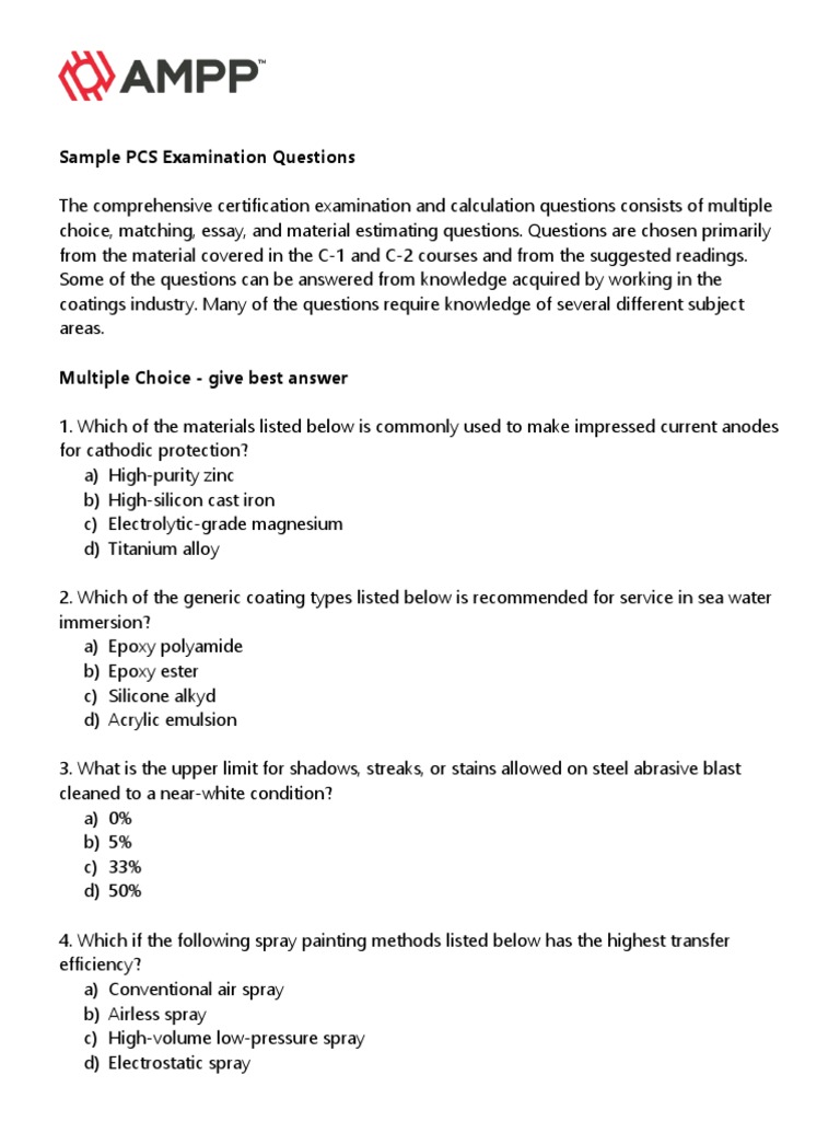 SSPC PCS Exam Preparation Guide | PDF | Epoxy | Volume