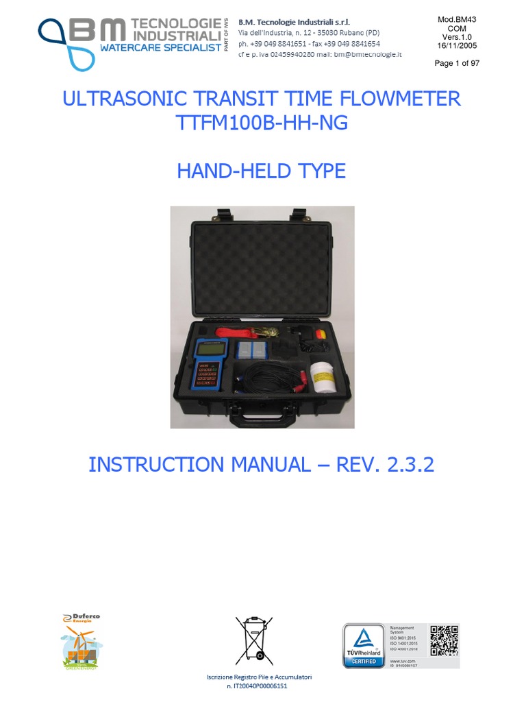 TTFM100B UK REV232 - Rev1 | PDF | Flow Measurement | Pipe (Fluid ...