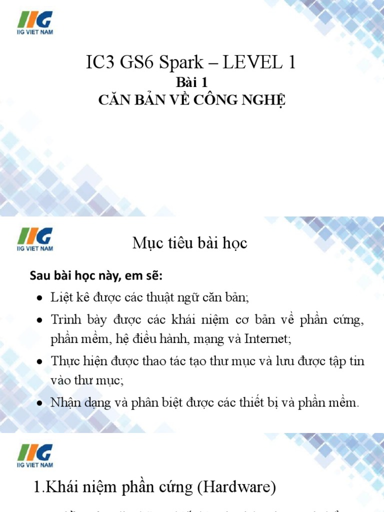Ic3 Gs6 Spark - Level 1 - Lesson 1 | PDF
