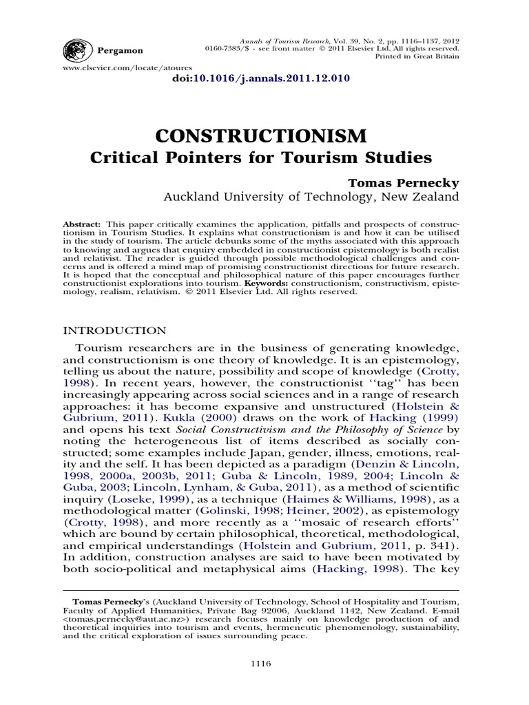 Constructivism Critical Pointers For Tourism Studies | PDF | Social Constructionism ...