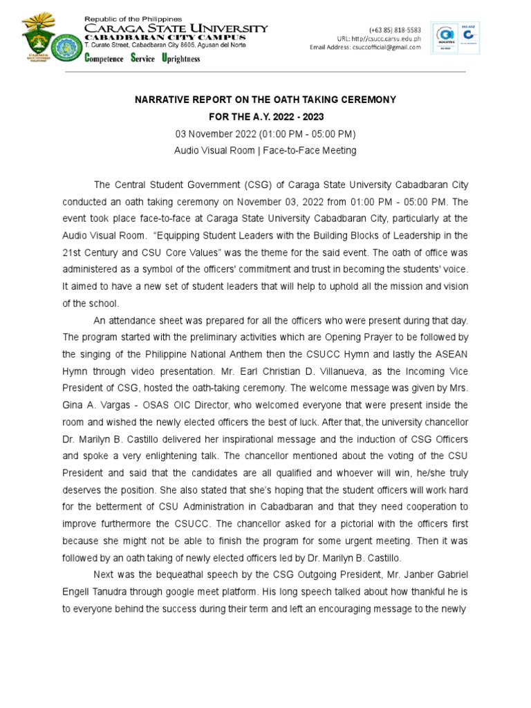 Narrative Report | PDF