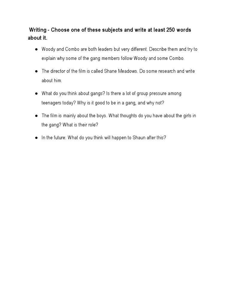 Writing - This Is England | PDF