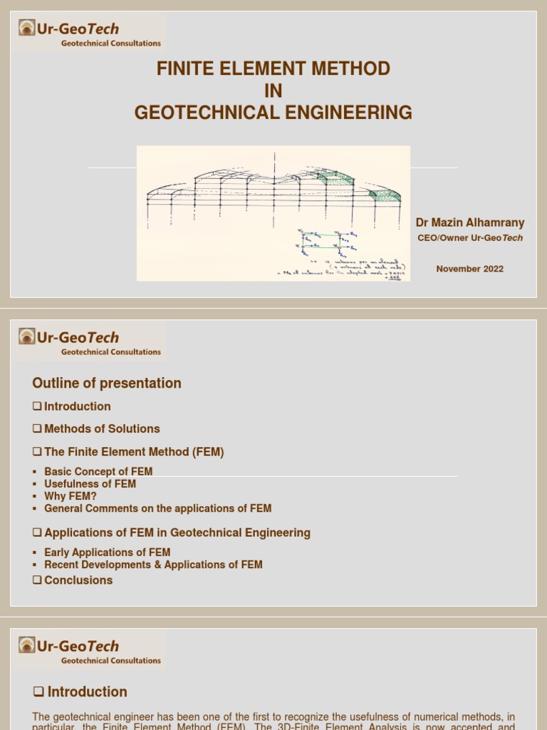Finite Element Method IN Geotechnical Engineering: DR Mazin Alhamrany | PDF | Finite Element ...