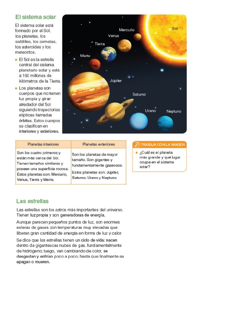 Sistema Solar y Las Estrellas Ficha | PDF