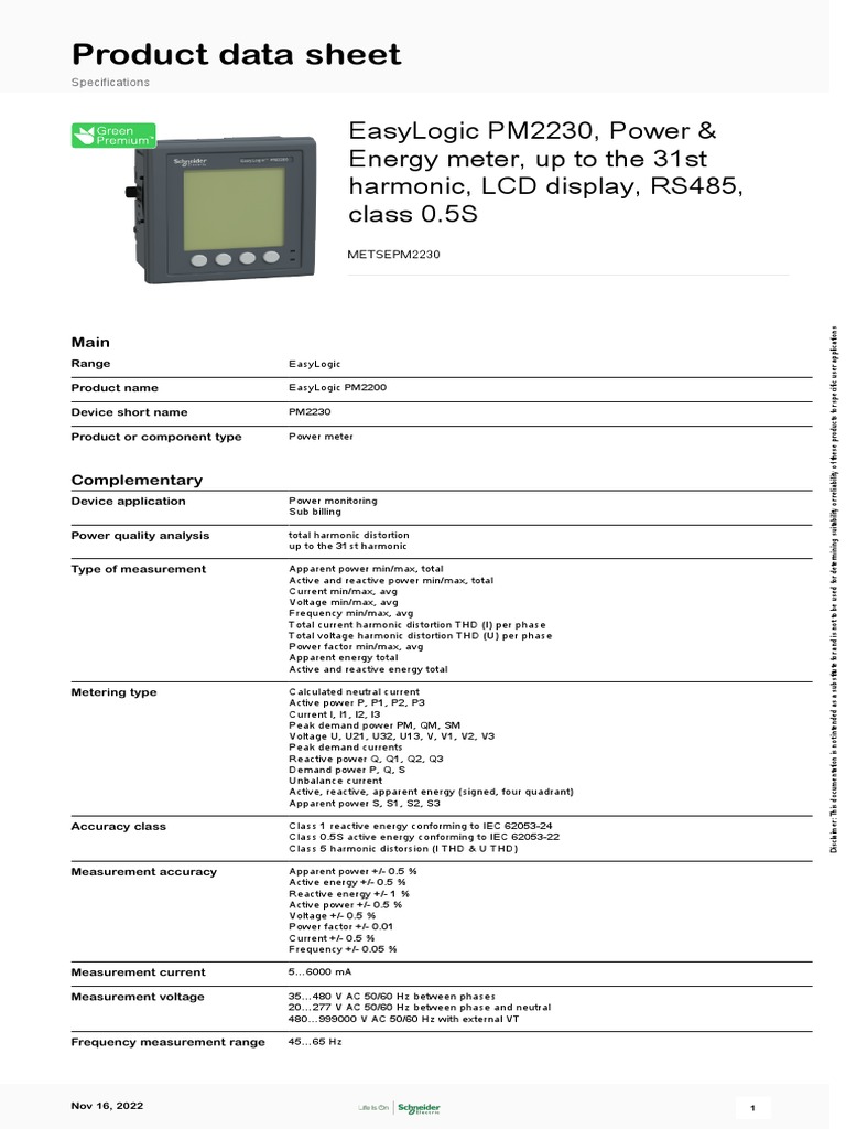 EasyLogic PM2000 series_METSEPM2230 | PDF | Alternating Current ...