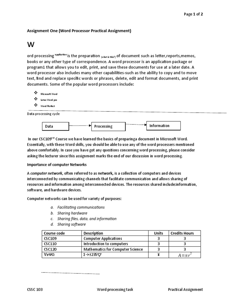 Computer Assignment Pdf Central Processing Unit Word Processor 