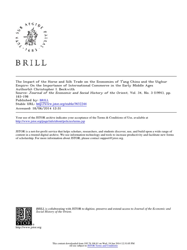 Christopher Beckwith - The Impact of The Horse and Silk Trade On The ...