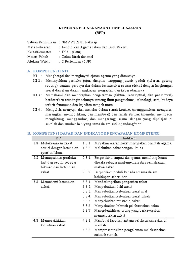 RPP Zakat | PDF | Karier & Perkembangan