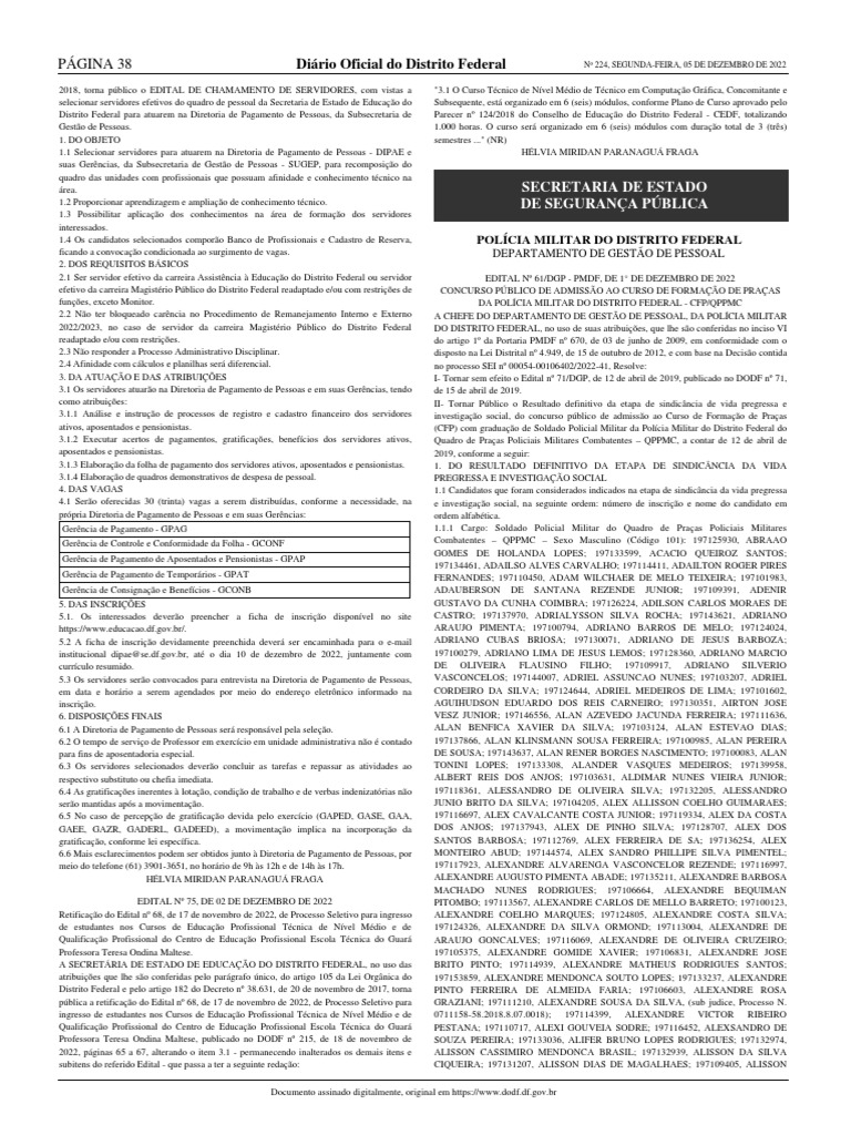 Dodf 224 05-12-2022 Integra-38-70 | PDF | Polícia