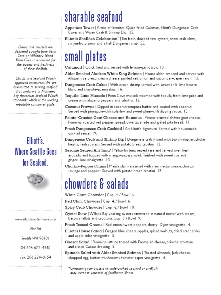 Elliotts Lunch Menu | PDF | Salad | Hamburgers