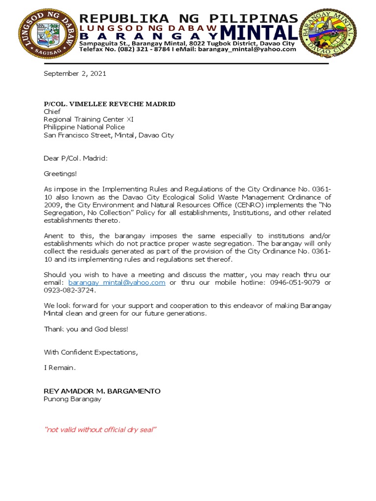 RTS Solid Waste Letter | PDF