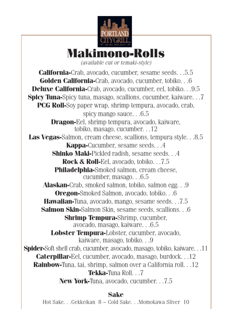 Sushi Menu | PDF | Sushi | Seafood