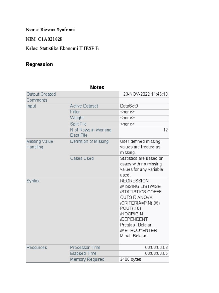Output Pdf Errors And Residuals Dependent And Independent Variables 