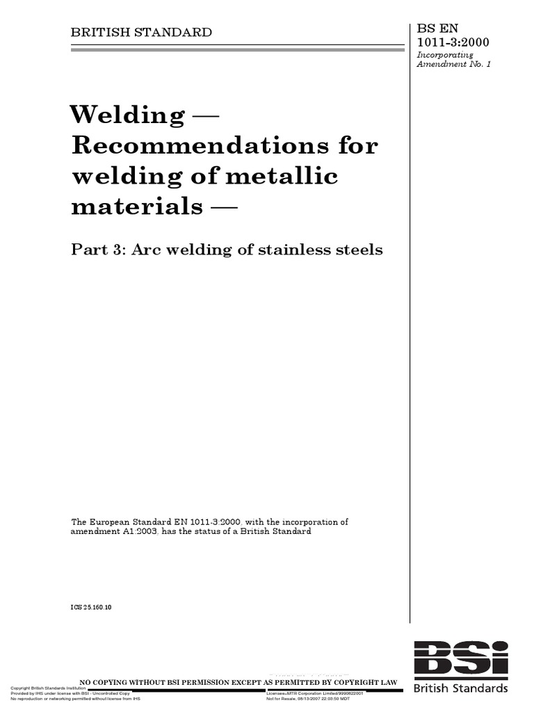 BS en 1011-3 | PDF | Stainless Steel | Steel