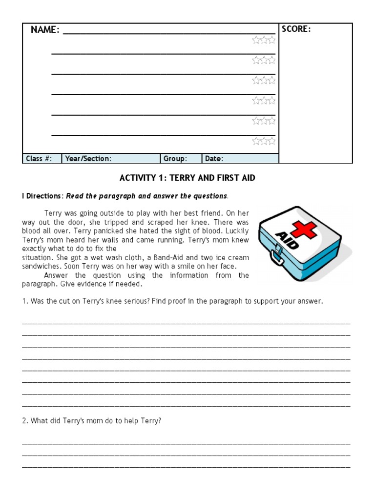 Terry's First Aid Activity Worksheet | PDF | Business | Computers