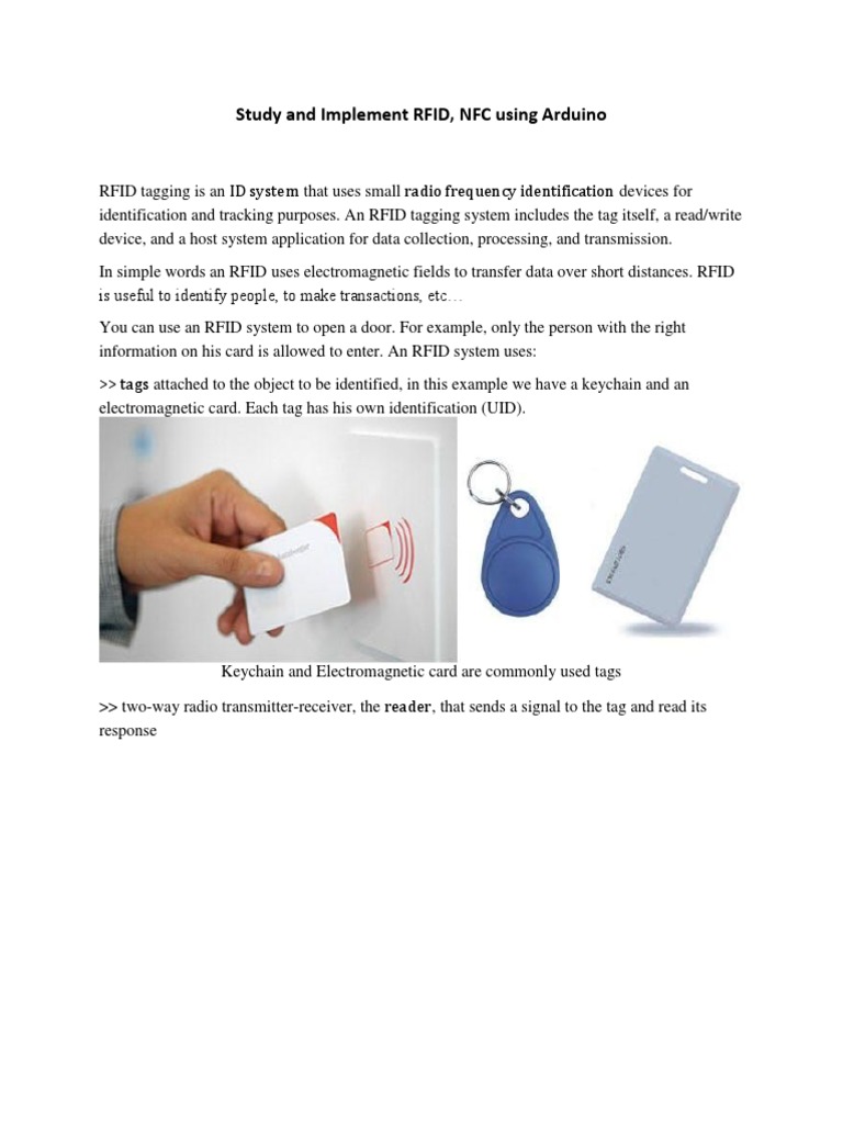 Study and Implement RFID, NFC Using Arduino | PDF | Radio Frequency Identification | Computing