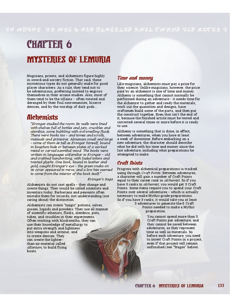Alchemy in Lemuria: Crafting Guide | PDF | Magician (Fantasy) | Alchemy