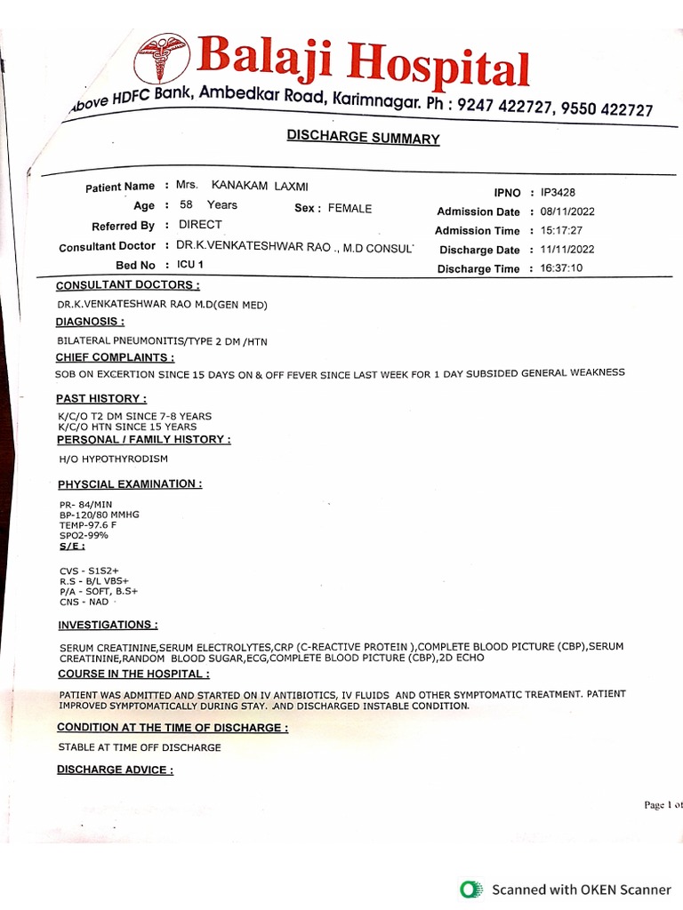 Discharge Summary 1 | PDF