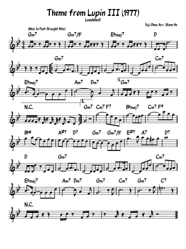 Lupin the Third Theme Lead Sheet | PDF