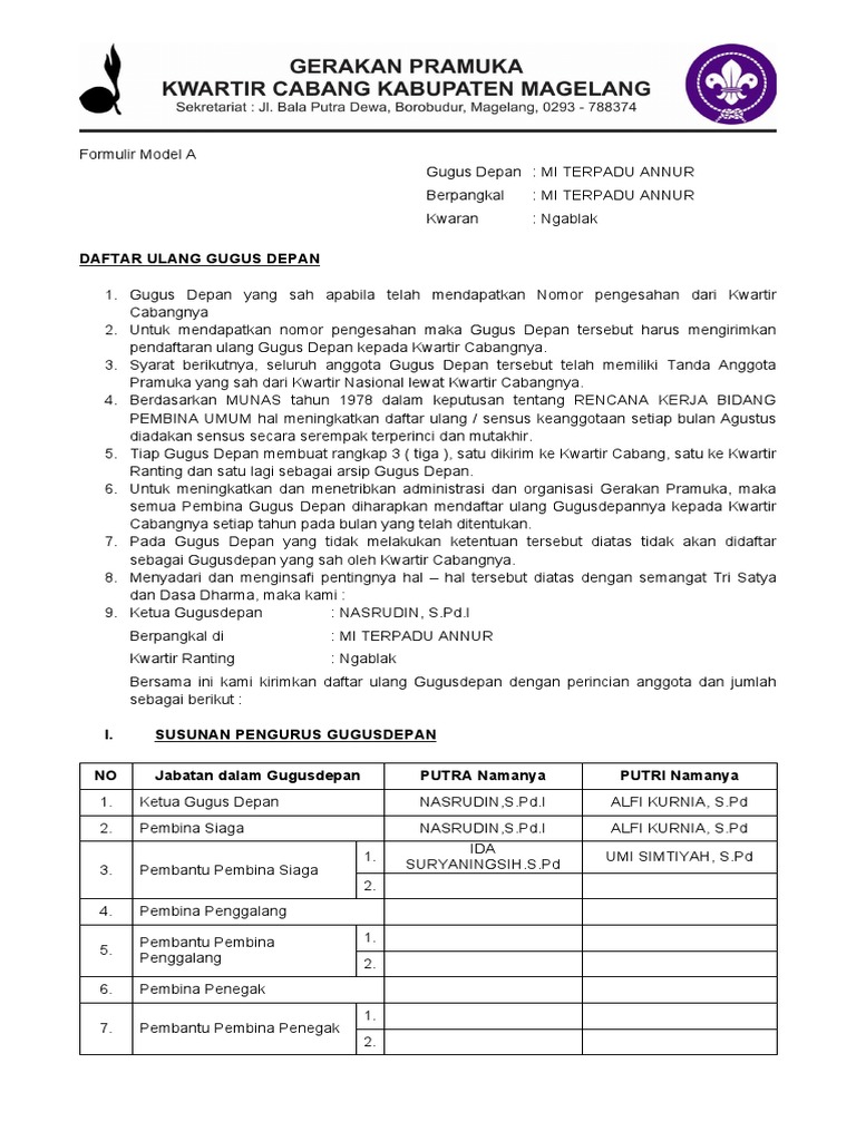 Formulir Model A | PDF