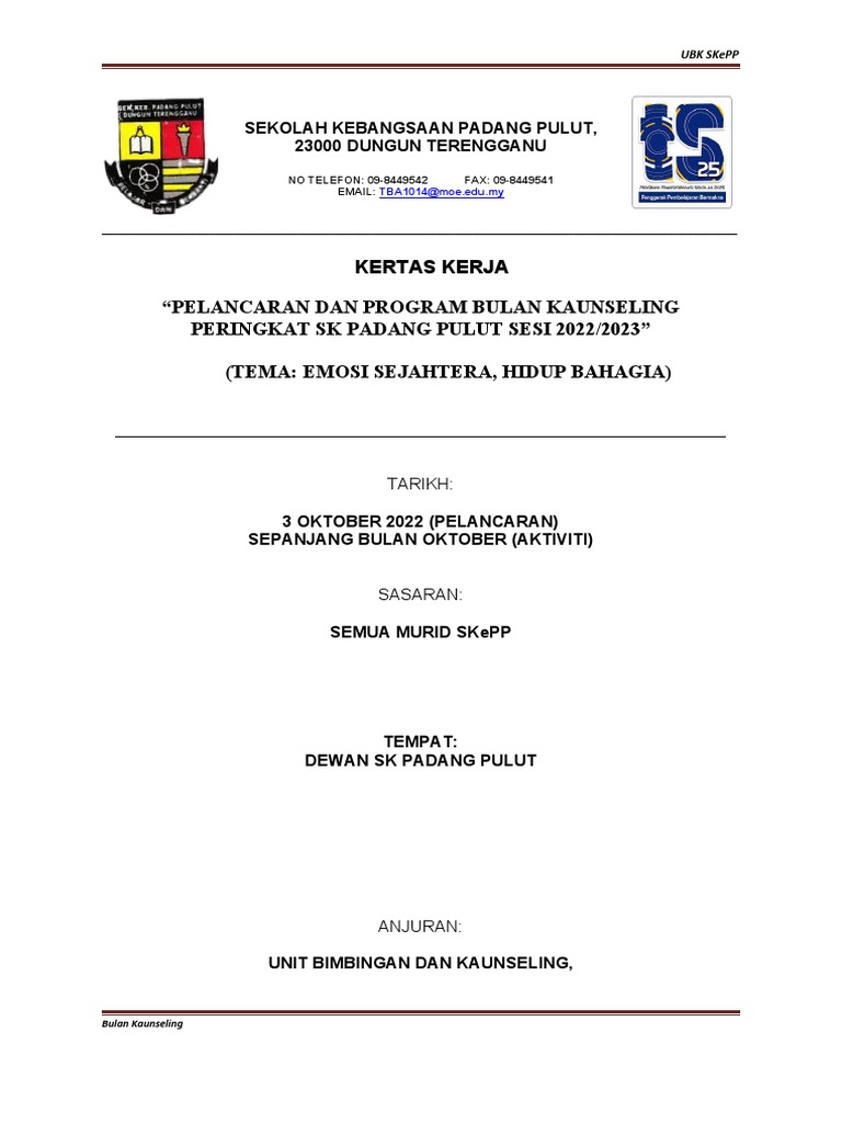 Kertas Kerja Bulan Kaunseling | PDF