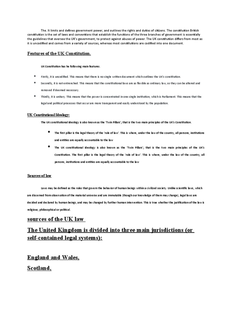 sources of uk law | PDF | Constitution | Constitution Of The United Kingdom
