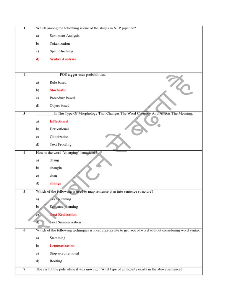 MCQ NLP | PDF | Parsing | Ambiguity