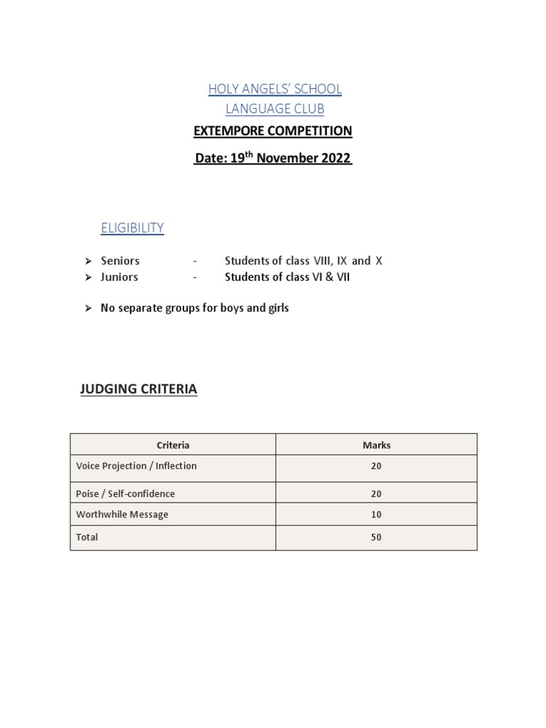 Extempore Competition | PDF | Cognitive Science | Human Communication
