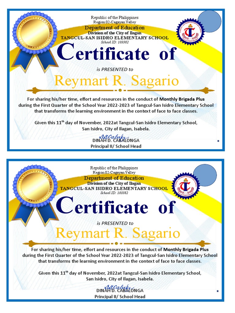 Certificate Brigada Awardees | PDF
