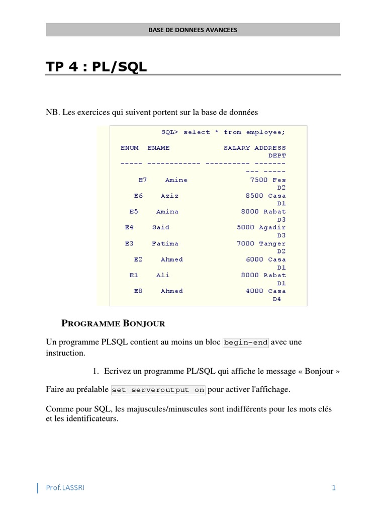 Tp4 Oracle | PDF | Structure de contrôle | PL/SQL
