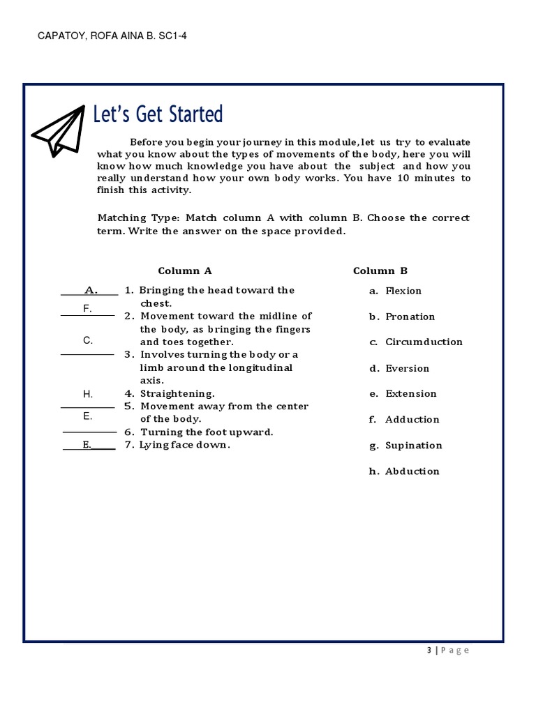 Pathfit-1 - Module 3 | PDF | Anatomical Terms Of Motion | Human Anatomy