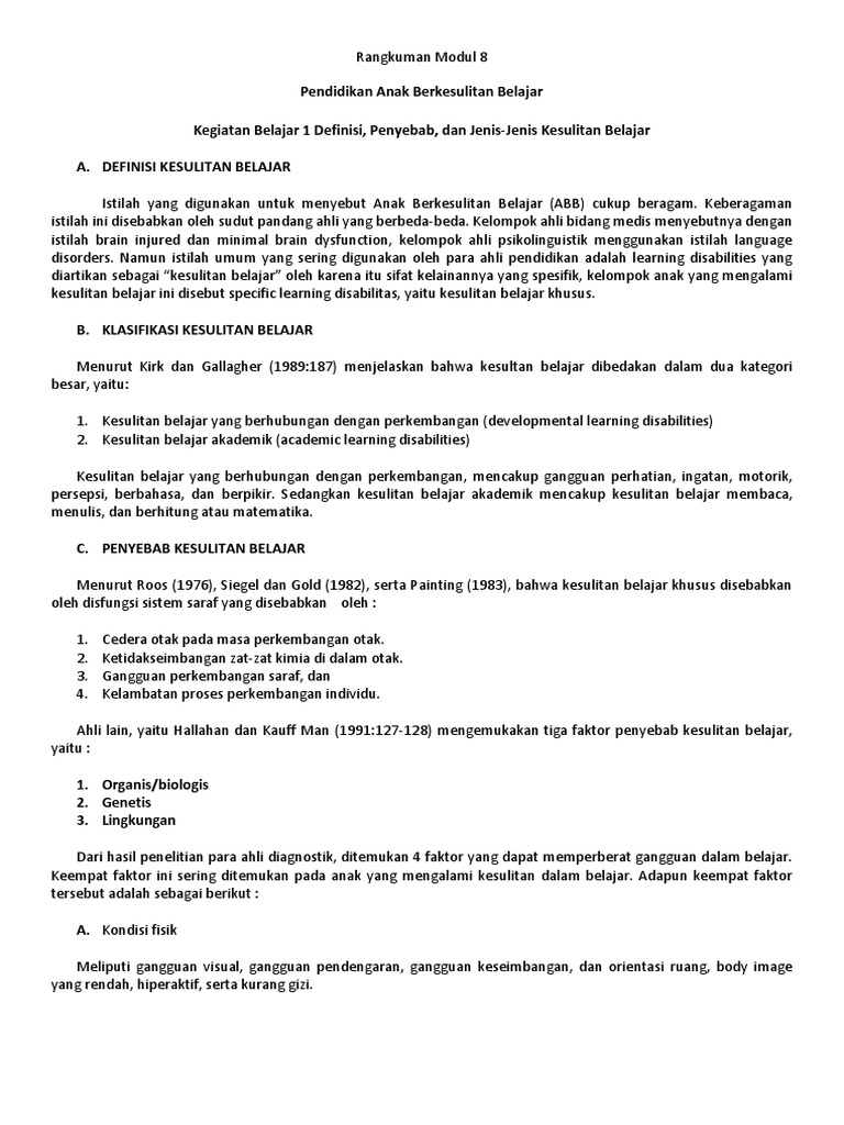 Rangkuman Modul 8 PABK | PDF