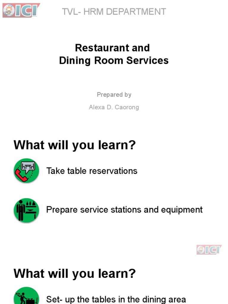 APPROVED - HRM - SS5 - WEEK 1 - 1.1 - Restaurant and Dining Room ...