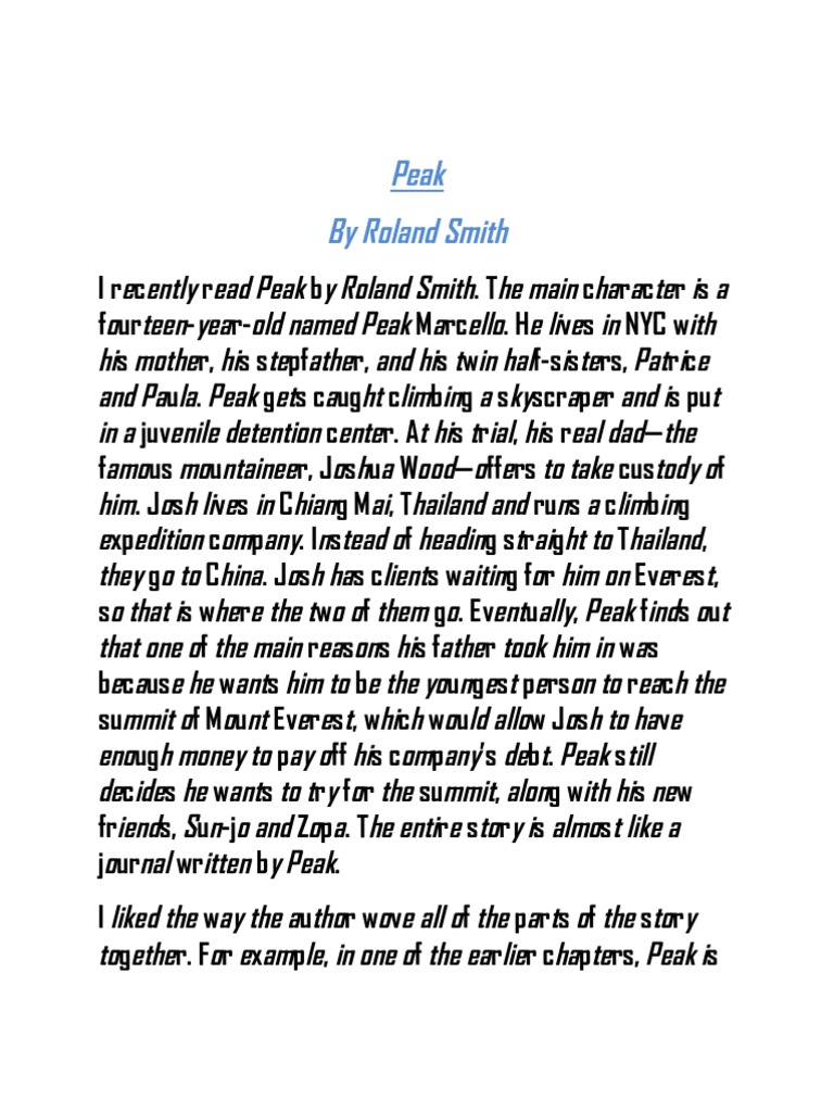 Peak by Roland Smith | PDF | Mount Everest | Mountaineering