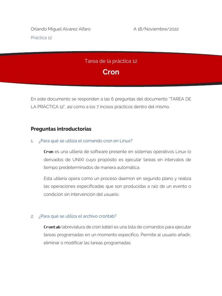 Guía de Uso de Cron en Linux | PDF