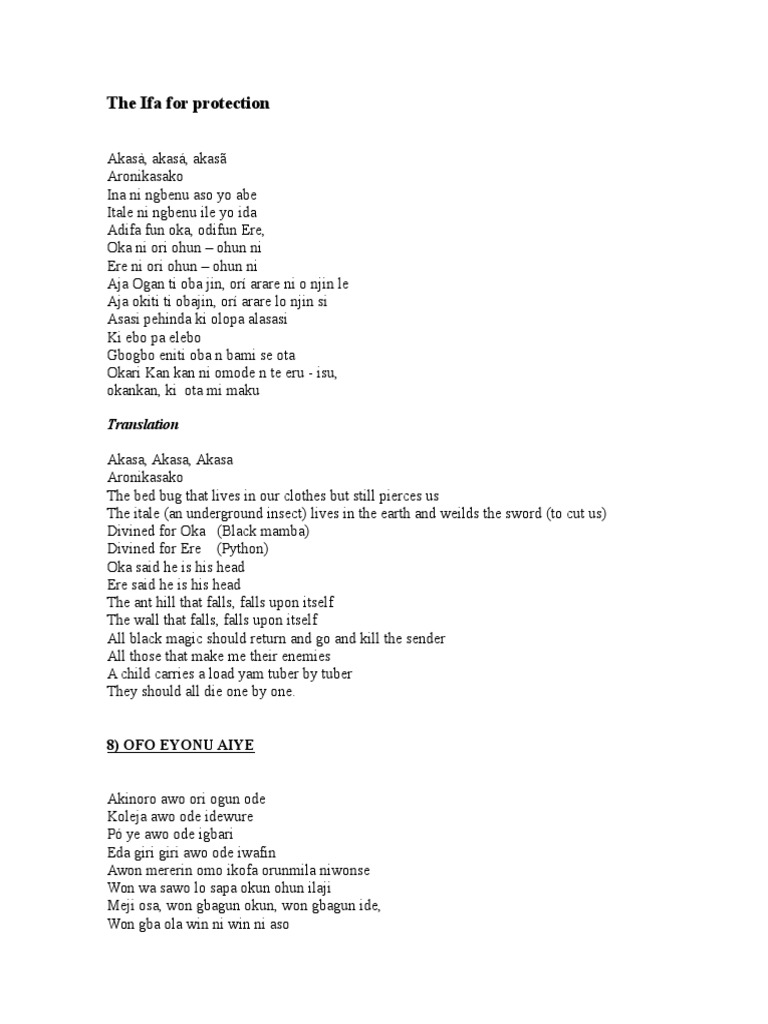 The Ifa For Protection | PDF | Religious Faiths | Religious Belief And ...