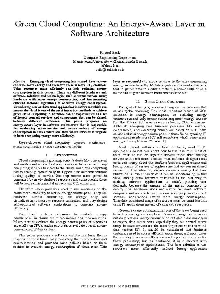Green Cloud Computing: An Energy-Aware Layer in Software Architecture ...