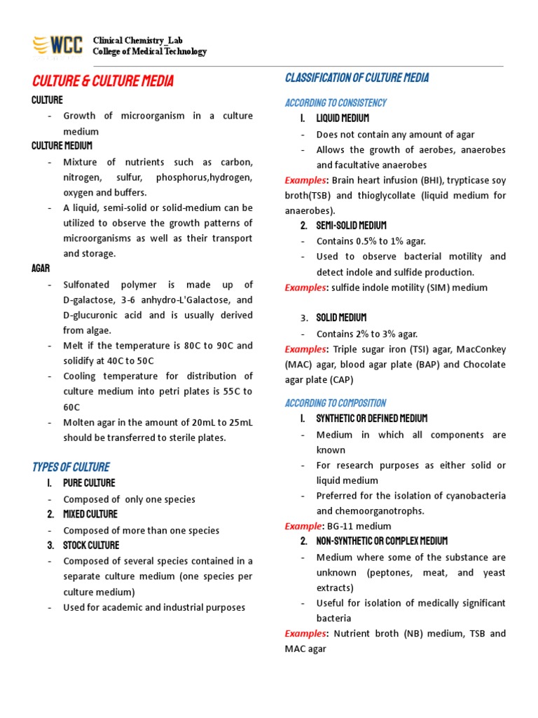 Cb1 - Culture & Culture Media | PDF | Growth Medium | Bacteria