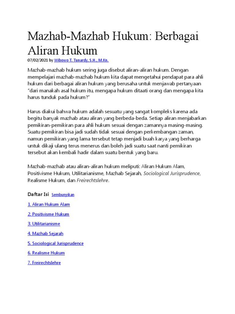 Mazhab-Mazhab Hukum Berbagai Aliran Hukum | PDF Mazhab-Mazhab Hukum Berbagai Aliran Hukum | PDF