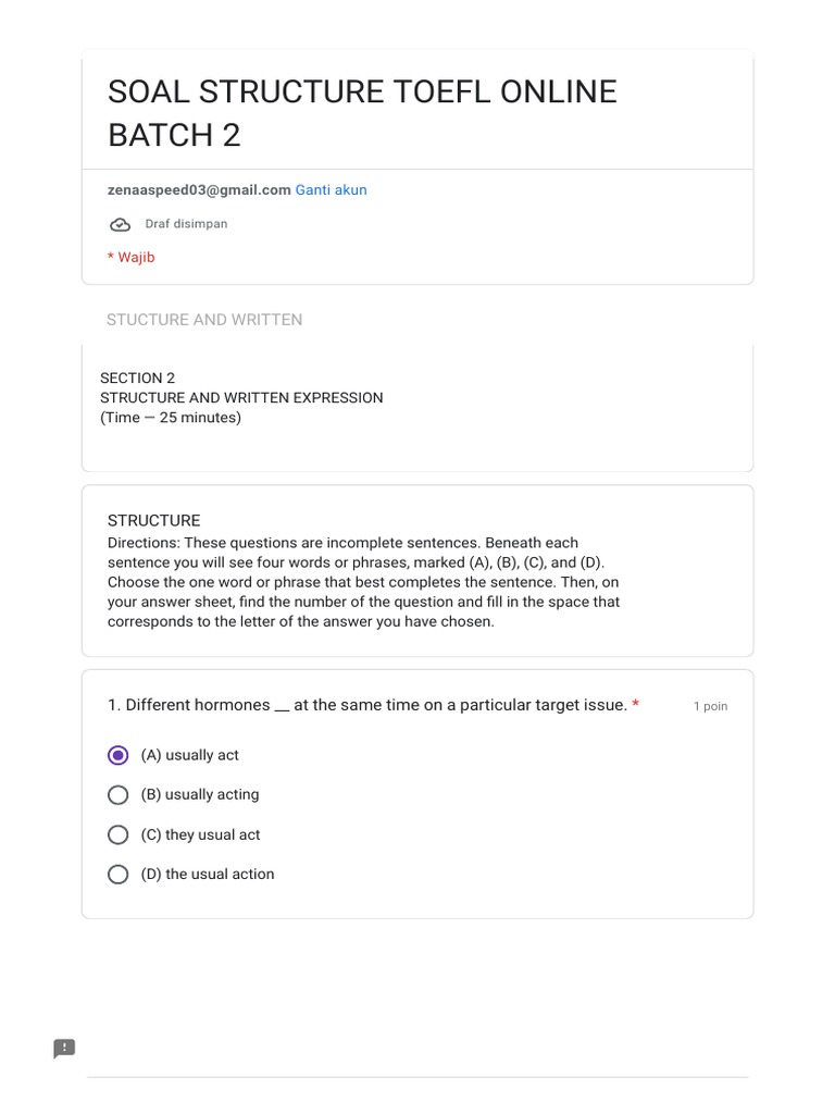Soal Structure TOEFL Online Batch 2 | PDF | Rock (Geology) | Coral Reef