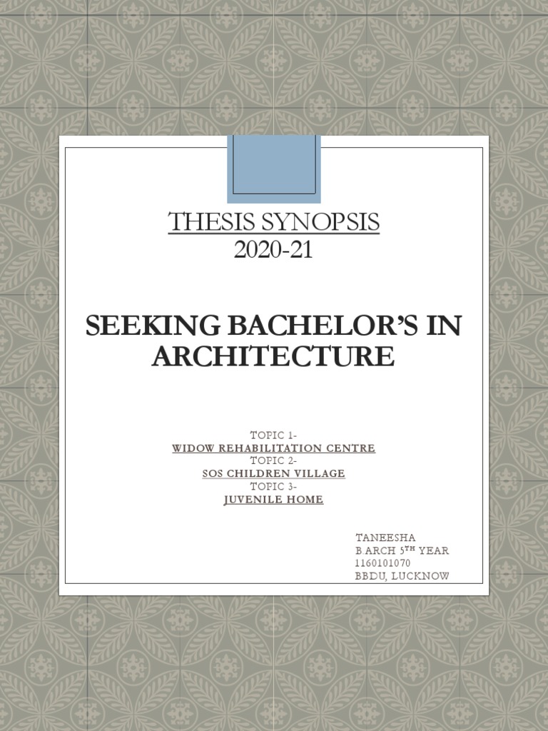 Synopsis Fin L | PDF | Rehabilitation (Penology) | Social Institutions