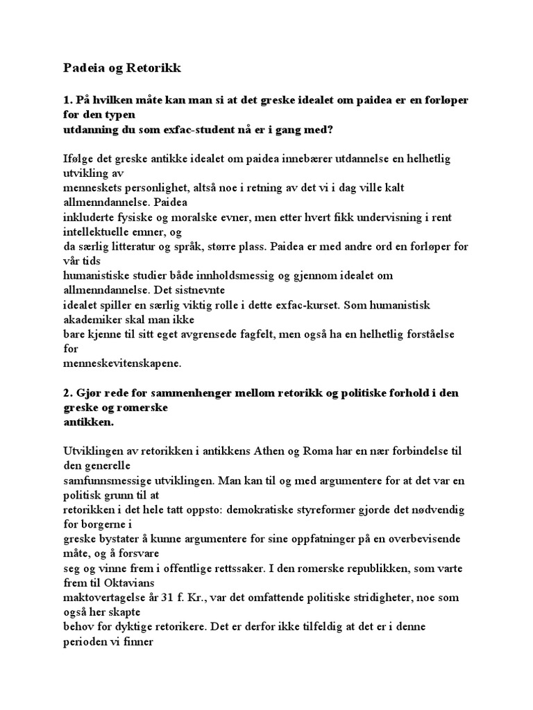 Padeia Og Retorikk | PDF