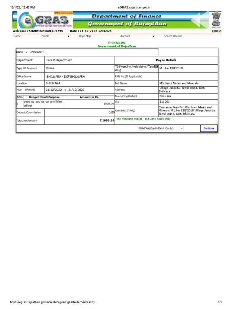 eGRAS Rajasthan Gov in | PDF | Payments | Service Industries