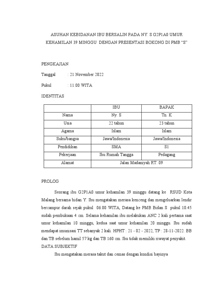 Kasus Presentasi Bokong | PDF